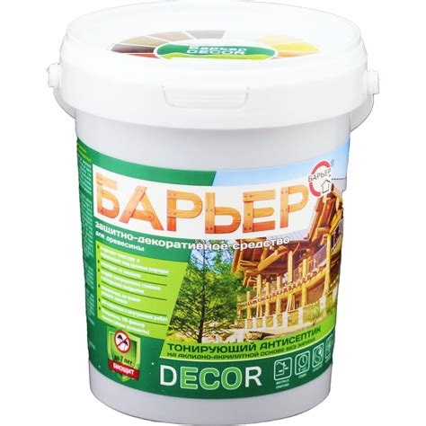 Защитно-декоративный антисептик БАРЬЕР DECOR тик, ведро 0,9 кг ...