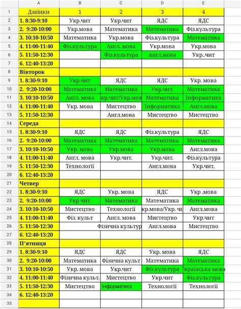 Розклад онлайн занять для учнів 1 11 класів на навчальний тиждень