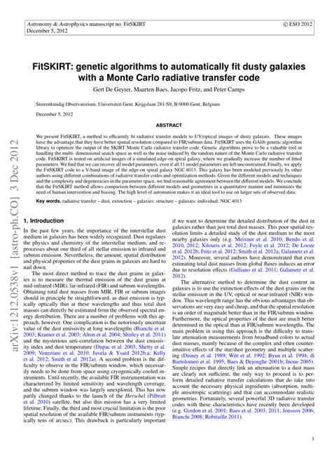 Pdf Fitskirt Genetic Algorithms To Automatically Fit Dusty Galaxies With A Monte Carlo