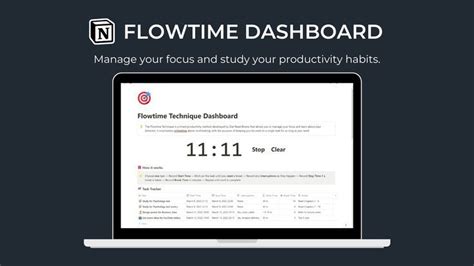 Flowtime Technique Notion Dashboard Boost Productivity