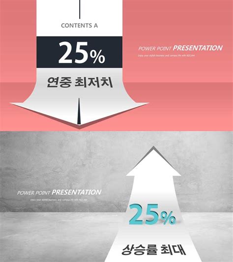 상승 하락 화살표 인포그래픽 디자인 입체감 더하기 Ppt Bizcam
