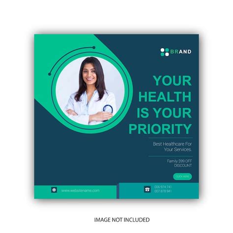 의료 소셜 미디어 템플릿 디자인 프리미엄 벡터