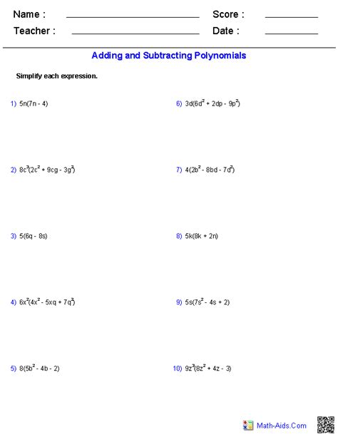 Monomial Times Polynomial Worksheet