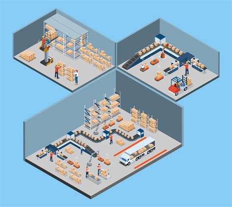 Smart Warehouse Technology And Automated Warehouse Robots Concept With