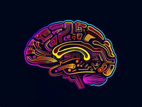 Colorful Illustration Of Human Brain With Circuit Patterns Symbolizing