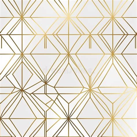 Best White Simple Abstract Geometric Vector Seamless Pattern With Gold Lines Stock Illustration