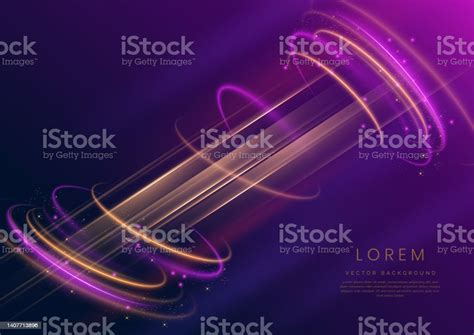 추상적인 럭셔리 골든 라인이 진한 파란색과 보라색 배경에 겹쳐져 조명 효과가 스페이클합니다 템플릿 프리미엄 시상식 디자인 Film Festival에 대한 스톡 벡터 아트 및