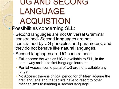 Universal Grammar In Second Language Acquisition Pptx