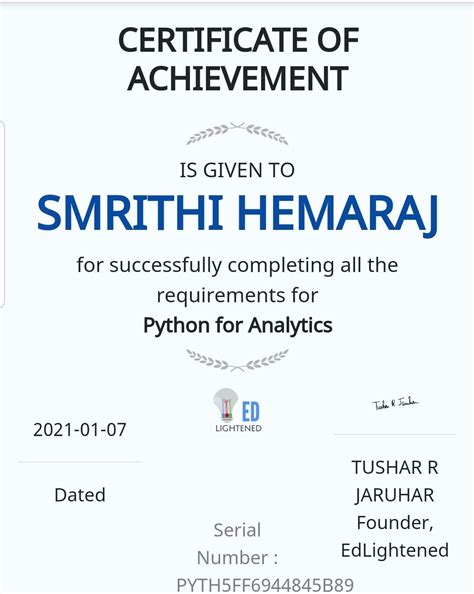 Python Bimtech2020 Certifications Smrithi Hemaraj