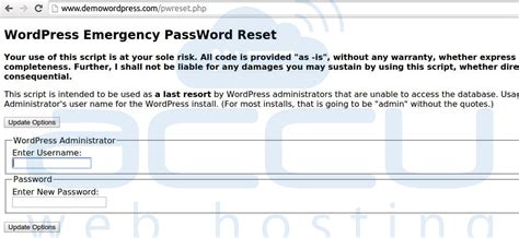 how to reset wordpress admin user s password accuwebhosting