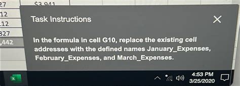 solved task instructionsin the formula in cell g10 ﻿replace