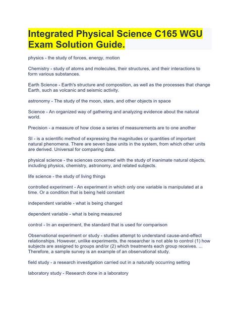 Integrated Physical Science C WGU Exam Solution Guide Etsy