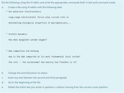 Solved A Do The Following Using The Vi Editor And Write The