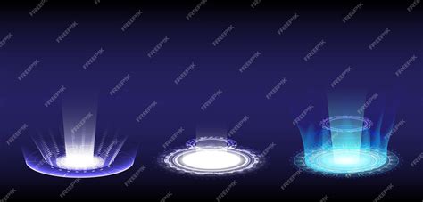 추상 기술 포털 및 홀로그램 과학 미래 공상 과학 디지털 하이테크 컬렉션 빛나는 Hud 매직 게이트 게임 판타지 서클 텔레포트 연단 Gui Ui 가상 현실 프로젝터