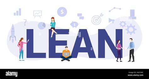 Lean Workflow Management Concept With Big Word Or Text And Team People