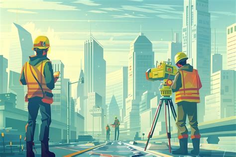 Surveyors Mapping Urban Grid Premium Ai Generated Image