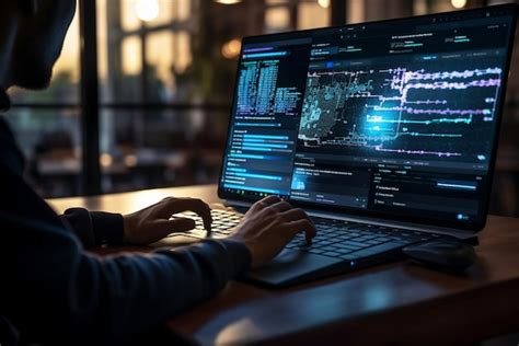 Premium Ai Image Programmer Working On Their Professional Development Types On A Laptop