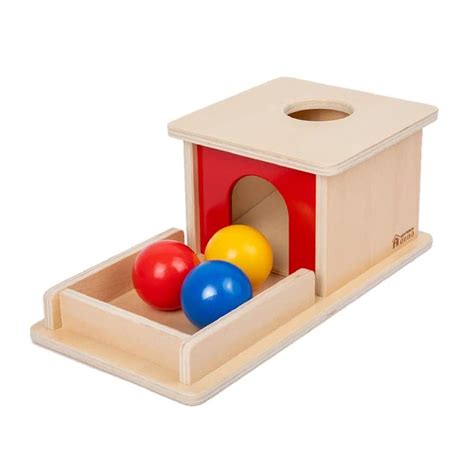 Adena Montessori Full Size Object Permanence Box With Tray Three Balls Classic