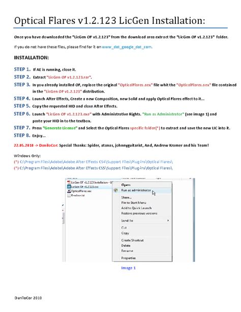 Lic Gen OF V Installation US Optical Flares V LicGen Installation Once You