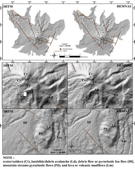 visual comparison of srtm and demnas using dem data to volcano
