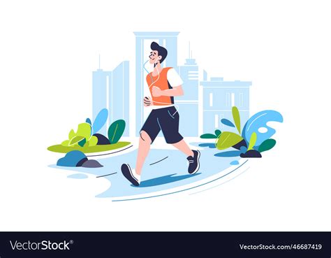 Man On Morning Jog In City Park Royalty Free Vector Image