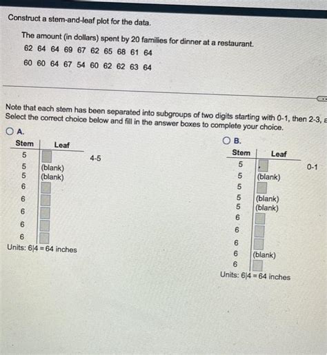 Solved Construct A Stem And Leaf Plot For The Data The Chegg