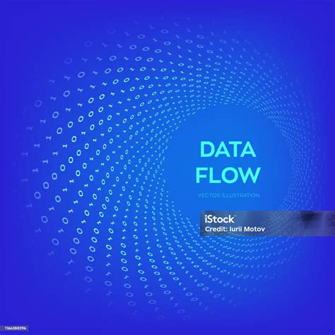 Data Flow Digital Code Binary Data Flow Big Data Virtual Tunnel Warp