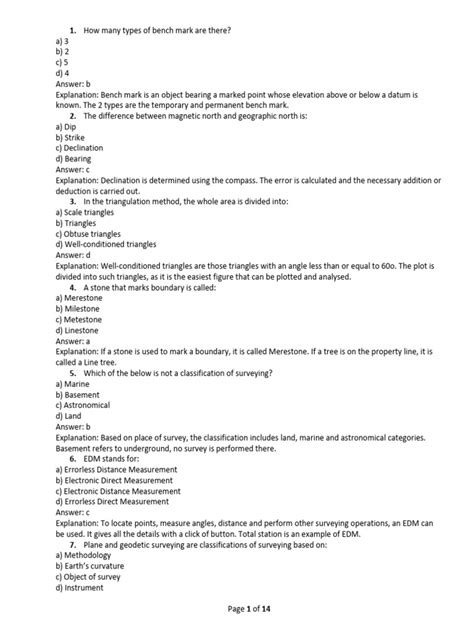 Surveying Basic Sanfoundary Mcqs Pdf Surveying Compass