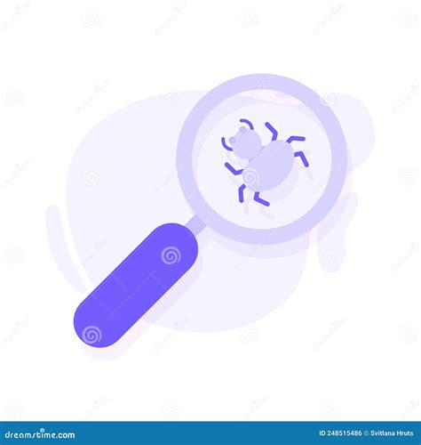 Magnifying Glass Scans A Computer Virus Flat Syle Vector Illustration Stock Vector