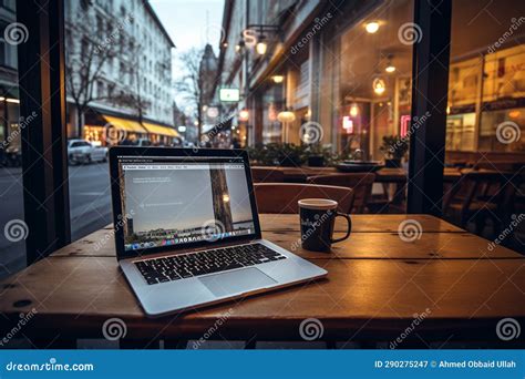 Laptop And Coffee In The Coffee Shop Generative By Ai Stock Image