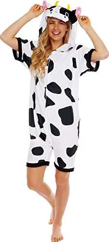 لباس خواب حیوانی آستین کوتاه گاو نقره ای لباس بزرگ تابستانی یک تکه