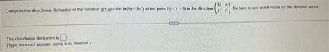 Answered 12 5 Compute The Directional Derivative Of The Func Calculus Kunduz