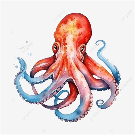 Watercolor Squid Clip Art Watercolor Ocean Sea Png Transparent Image And Clipart For Free