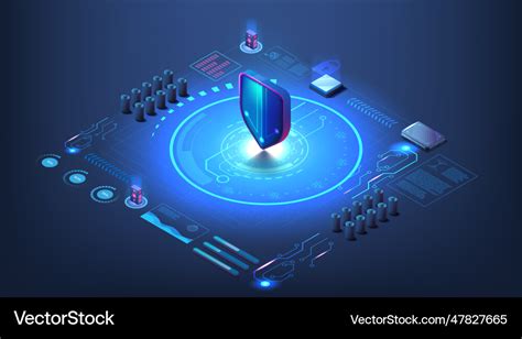 Cyber Security Digital Shield Ransomware Ddos Vector Image
