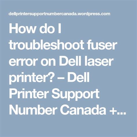 How Do I Troubleshoot Fuser Error On Dell Laser Printer Laser Printer Printer Laser