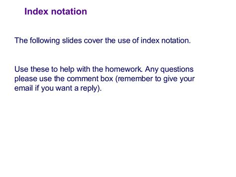 Index Notation PPT