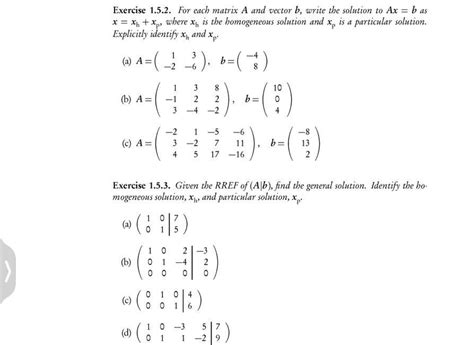 Solved Exercise For Each Matrix A And Vector B Write Chegg