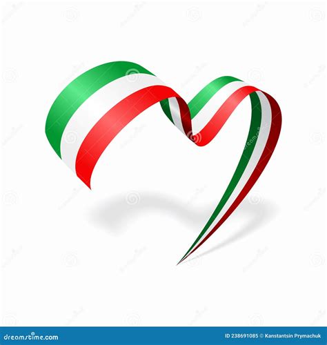 Italian Flag Heart Shaped Ribbon Vector Illustration Stock Vector