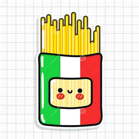 Cute Pack Spaghetti Sticker Character Vector Hand Drawn Cartoon Kawaii