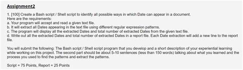 Solved Assignment Create A Bash Script Shell Chegg Com
