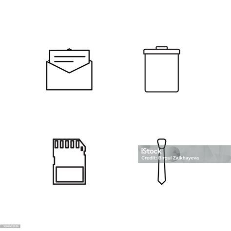 Ilustración De Sistema Lineal Iconos De Oficina Iconos De Vector De