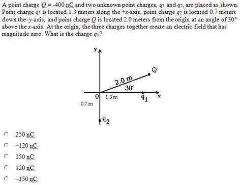 Solved A Point Charge Q 400 Nc And Two Unknown Point
