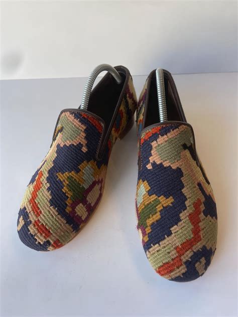 Handmade Mens Kilim Loafers And Slippers I Mens Kilim Shoes Eu 42 Uk