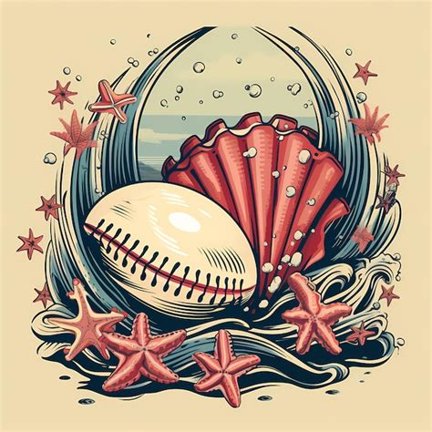 Premium Ai Image Shell Sluggers Baseball Logo With Sea Shells