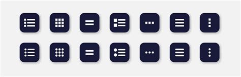 premium vector menu buttons set icon tiles squares arrows lists