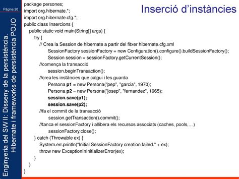 Disseny de la persistència Hibernate i frameworks de persistència POJO
