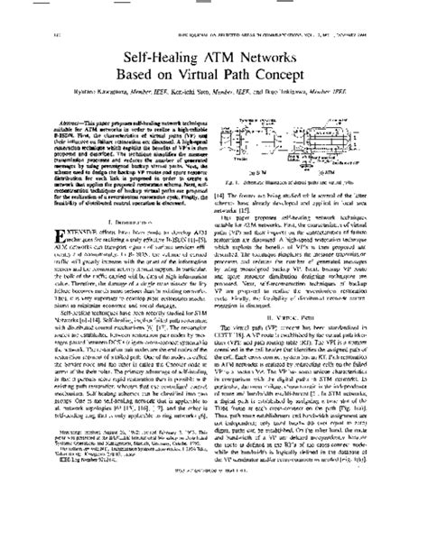 Pdf Self Healing Atm Networks Based On Virtual Path Concept