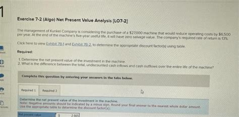 solved exercise 7 2 algo net present value analysis