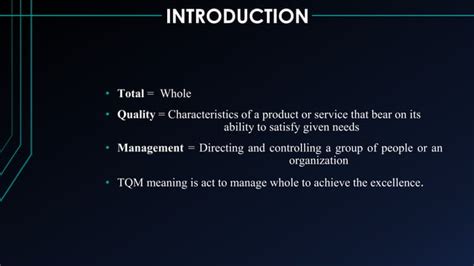CONCEPT OF TOTAL QUALITY MANAGEMENT PPTX Business Administration Business