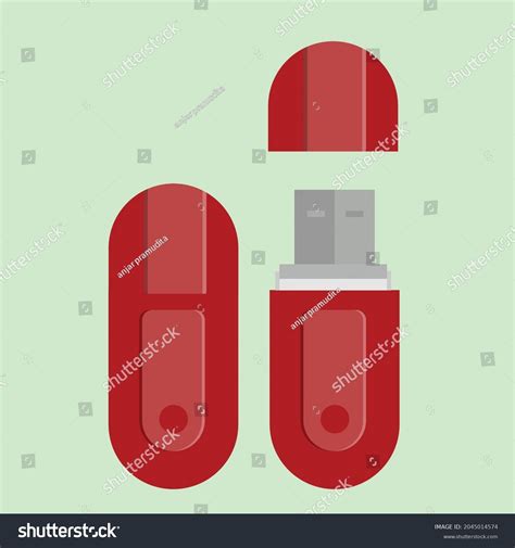 Red Usb Drive Flat Design Stock Vector Royalty Free